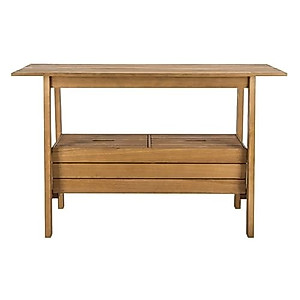 Safavieh PAT7035A-Outdoor Collection Bertie Teak Tea Trolley Bar Cart