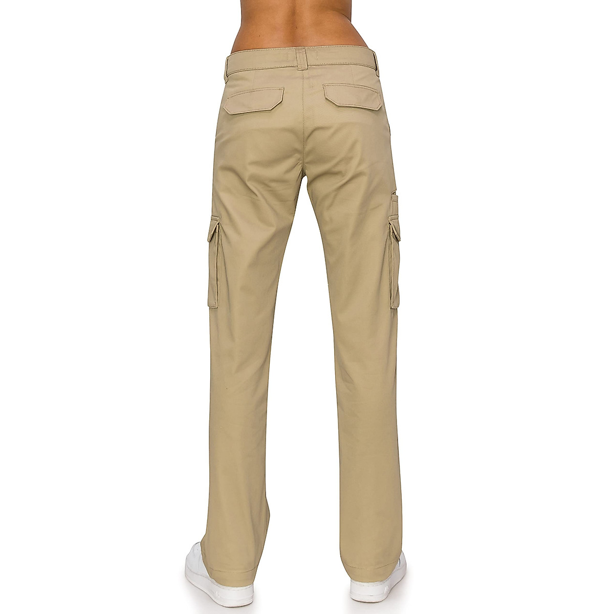 KHAKI & BLUE Women's Work Pants – Mid Rise Relaxed Fit Straight Leg Cargo Casual Trousers with Multi Pockets 79359JTW098CA Khaki 16