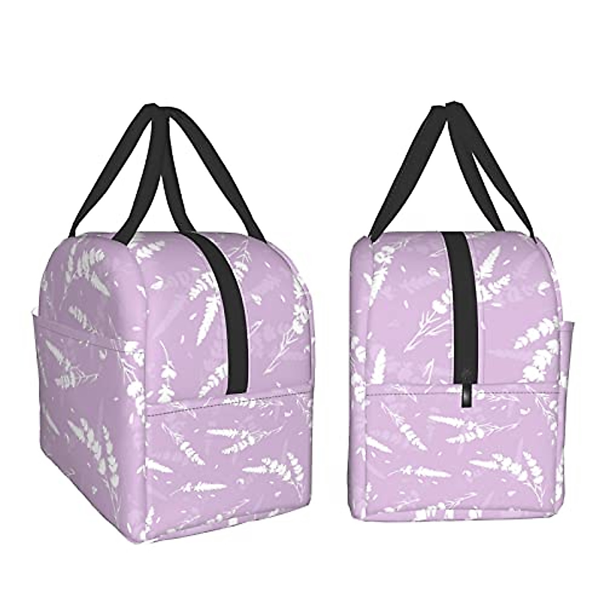 carati Cute Lavender Flowers Light Purple Lunch Box Reusable Lunch Bag Cooler Tote Travel Picnic Insulated Durable Shopping