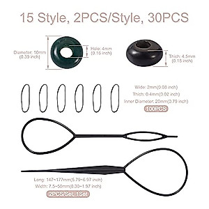 Spritewelry 15 Colors Natural Gemstone European Beads Rondelle Large Hole Loose Beads Dreadlock Hair Braid Beads Kits for Hair Braids Jewelry Bracelet Necklace Making