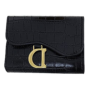 Vnewoka Women Short Wallet Small Fashion Luxury Brand Leather Purse Ladies Card Bag For Women Clutch Female Purse Money Clip Wallet (Wallet, Black)