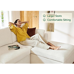 HONBAY Modular Sectional Couch with Storage Seats, L Shaped Sectional Sofa with Storage, Chenille Sectional Couches for Living Room, Beige