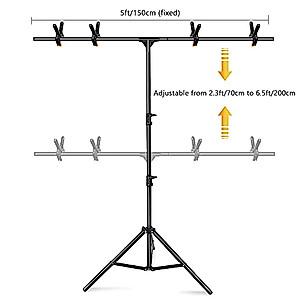 [Upgraded T-Shaped Joint Version] T-Shape Backdrop Stand Kit 6.5x5ft, MOUNTDOG Photo Backdrop Stand Background Support System with 4 Clamps for Photography Video Studio (Backdrop NOT Included)