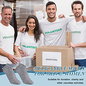 200 Pairs Thin Low Cut Ankle Socks Polyester Comfortable Lightweight Sock for Men Teens Team Charity Event Supplies Bulk Pack (Gray)