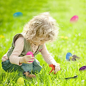 CUTE STONE 24 Pack Filled Easter Eggs with Dinosaurs and Animals, Easter Basket Stuffers Easter Party Favors for Kids