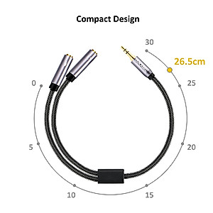 DUKABEL Headsets Splitter Adapter, 3.5mm Jack Separate Headphone & Mic Plug Adapter 3.5mm Combo Audio Adapter Cable for PS4 Gaming Headset PC Xbox One Laptop -
