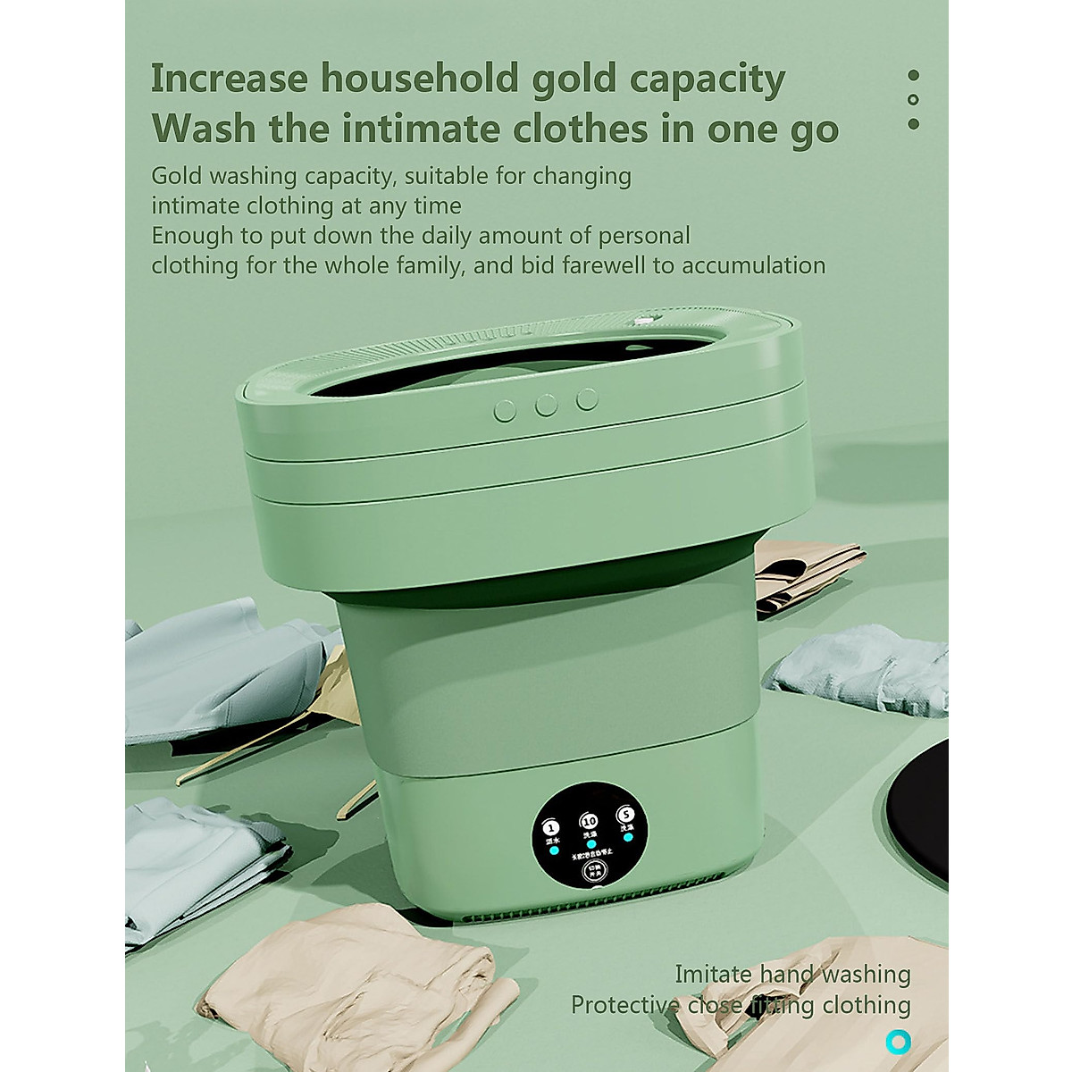 Portable Mini Washing Machine, Mini Washer 6L High Capacity with 3 Modes Deep Cleaning for Underwear, Baby Clothes, or Small Items, Foldable Washing Machine with Spin Dryer-Apartment, Dorm, Camping, RV Travel laundry