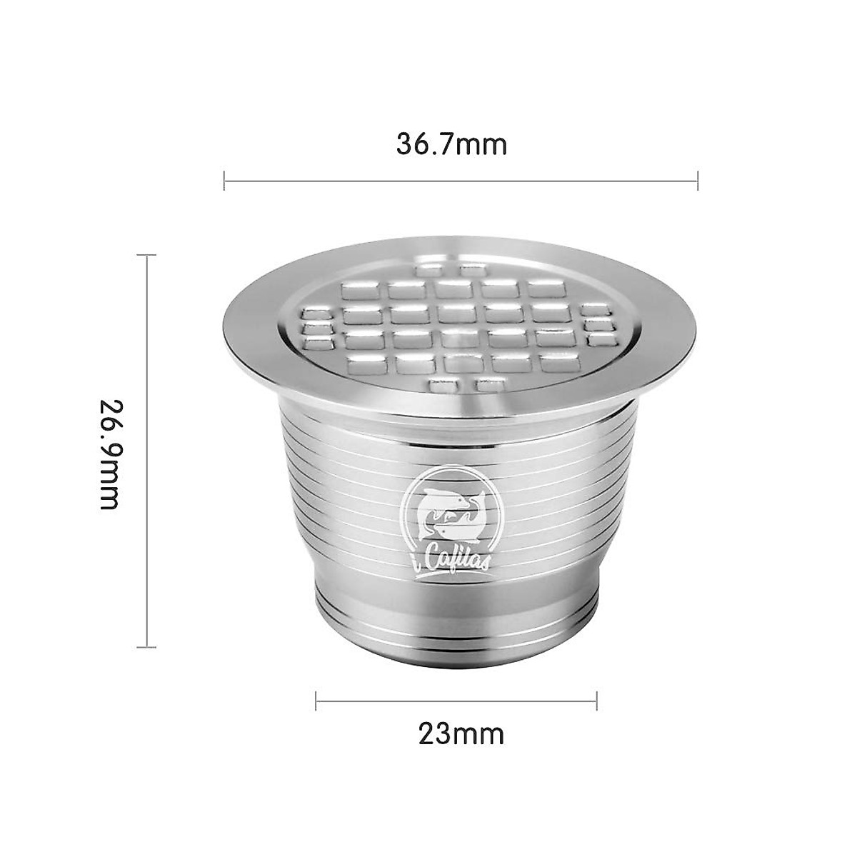 Maiju Compatible With Stainl Steel Coffee Capsule Reusable Refillable Coffee Capsule Cup Filter with Brush Spoon Powder-pr Ring, Square hole