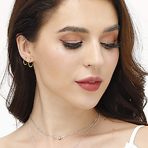 14K Gold Plated Hoop Earrings - 3 Pairs Sterling Silver Small Hoops| Gold Hoop Earrings Sets for Women Men (13mm 15mm 20mm)