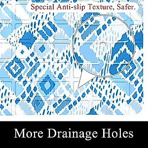 Bath Tub Shower Mat - Anti-Slip PVC Material 15.1x26.8 in, Gentle Cushioning Quick Drying Suction Cups Reliable Solution - Geometric Folk Element Patterns Non-Slip Floor Mat