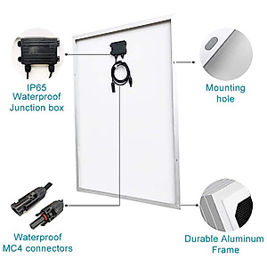 AUECOOR 640W Solar Wind Kit Hybrid System: 2pcs 120W Mono Solar Panels + 400W Wind Turbine Generator + Hybrid Controller for RV, Camping, Boat, Caravans, 12V/24V Battery Charging