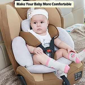 KAKIBLIN Baby Stroller Cushion, Soft Baby Stroller Liner Pram Head and Body Support Cushion Washable Baby Stroller Padding Head Support Pillow for Newborn, Gray