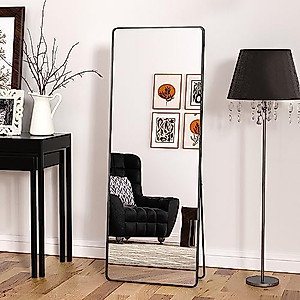 Antok Floor Mirror, 64"x21" Full Length Mirror with Stand, Full Length Wall Mirror, Glassless Mirror Full Length, Floor Mirror Freestanding, Wall Mounted Mirror for Bedroom Living Room, 64"x21"(Black)