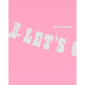 xo, Fetti Let's Go Girls Glitter Banner - Silver, 5 Ft. | Bachelorette Party Decorations, Cowgirl Birthday, Last Rodeo Backdrop, Nashville, Cow Rodeo Theme