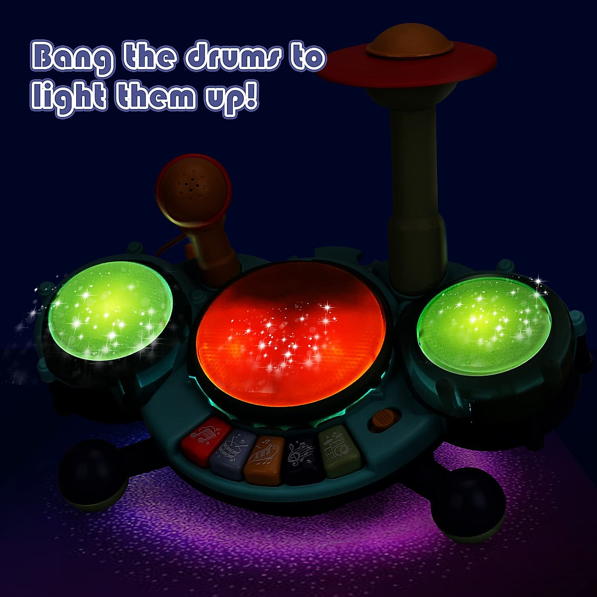 TOY Life 5 in 1 Baby Drum Set for Toddlers 1-3 Musical Toys for Toddlers 1-3 with Toddler Drum Set for Kids Baby Microphone Baby Keyboard Kids Drum Set Boy Toys Kids Boys Girls