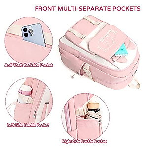 Caoroky knight Laptop Backpacks 15.6 Inch Cute School Bag Elementary Middle High School College Backpack Anti Theft Travel Daypack Large Bookbag for Teens Girls Women Students - Pink