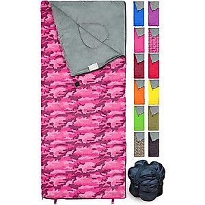 REVALCAMP Lightweight Pink-Camo Sleeping Bag Indoor & Outdoor use. Great for Kids, Youth & Adults. Ultralight and Compact Bags are Perfect for Hiking, Backpacking, Camping & Travel.