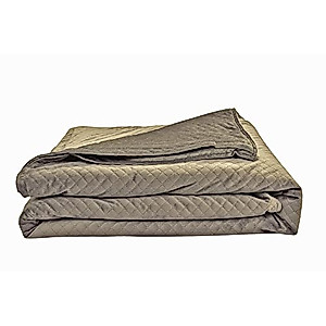 Classic Brands 15 lb. Quilted Weighted Blanket with Removable Cover, Taupe |Gift for the Holidays