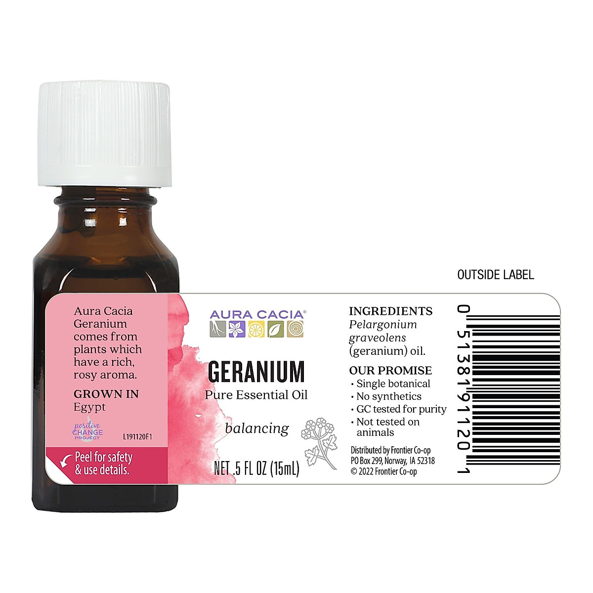 Aura Cacia 100% Pure Geranium Essential Oil | GC/MS Tested for Purity | 15 ml (0.5 fl. oz.) | Pelargonium graveolens