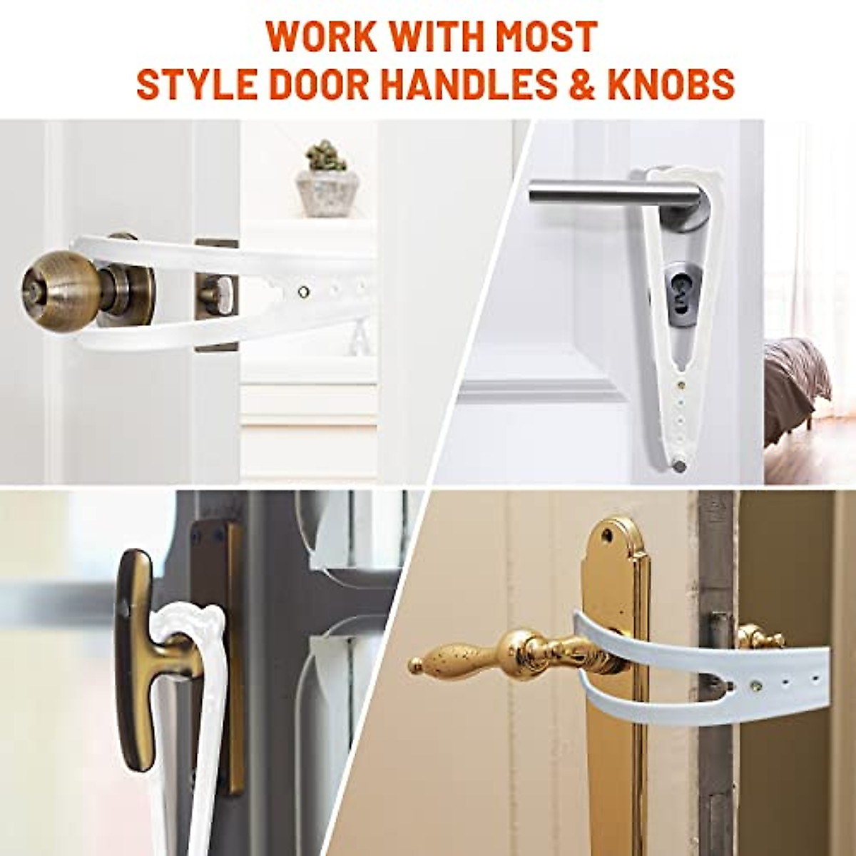 2PCS Cat Door Holder Latch - Cat Door Alternative - No Need for Baby Gate and Pet Door Installs Fast Flex Latch Strap Let's Cats in and Keeps Dogs Out of Litter & Food - Super Easy to Install (L)