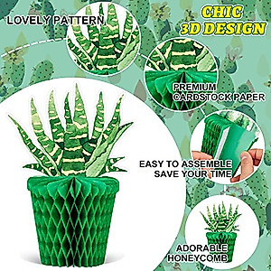 Whaline 10Pcs Cactus Honeycomb Centerpiece Potted Succulent Paper Table Topper Rustic Bloom Theme Summer Party Table Decoration for Birthday Hawaiian Luau Baby Shower Photography