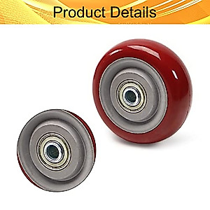 Juvielich 4Pcs Push Cart Wheels 3.5 Inch PU Caster Wheels Bearings Repair Kits, Heavy Duty Plate Casters, Shelf Replacement Wheels for Platform Trucks, up to 264 LBS/120KG