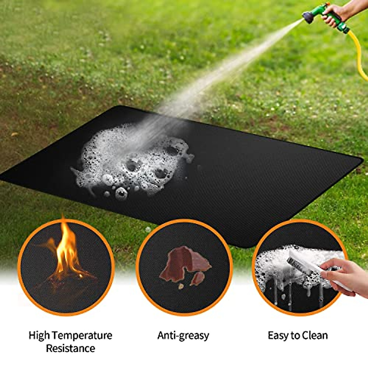 Hipiere Under Grill Mat - 48 x 30 inch Grill Mat & Fire Pit Mat | Grill Mats for Outdoor Grill Deck Protector | Durable Grill Mat for Deck & Fireplace Mat Fireproof | Oil-Proof & Easy to Clean