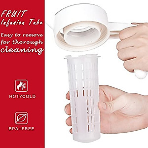1.3L/44oz Glass Fruit Infuser Water Pitcher with Lid and Handle, Borosilicate Glass Jug with Removable Filter, for Hot/Cold Beverage, BPA-free (White)