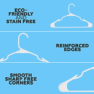 Plastic Hangers 20, 40, 60 Pack – Space Saving Hangers for Clothes – White Plastic Hangers for Neatly Hanging Clothing, Shirts, Jackets, Pants, Laundry, Dresses & More (20 Pack)