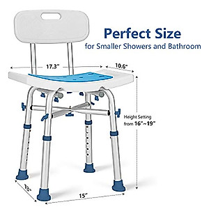 GreenChief Heavy Duty Shower Chair with Back 500 LBS - Shower Stool for Inside Shower, Small Bathtub Seat Padded EVA Cushion, Narrow Bath Seat Bench for Elderly, Handicap, Bariatric, Disabled