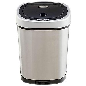 NINESTARS DZT-42-9 Automatic Touchless Motion Sensor Oval Trash Can, 11.1 Gal. 42 L., Stainless Steel