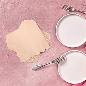 Ireer 100 Pcs Pink Napkins Disposable 5 x 5 Inch Scalloped Napkins Thick Paper Napkins Cocktail Luncheon Napkins for Tea Party Wedding Bridal Baby Shower Thanksgiving Christmas Dinner Birthday