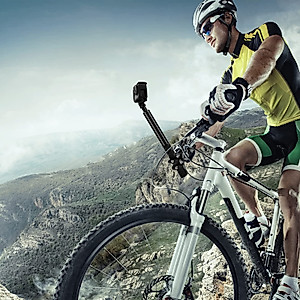 PULUZ Third Person Perspective Motorcycle Bike Handlebar Mount Selfie Stick Pole for Gopro, Insta360, Action Camera Clamp Monopod Stand 11-44.7 inch