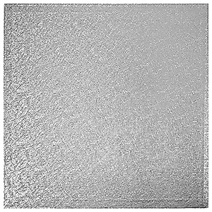 DecoPac Square Cake Drum, Foil Covered Cake Drum, Sturdy Half Inch Thick, Pack of 5, Silver - 14 Inch