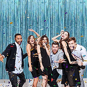 3 Pack Light Blue Foil Curtain Bluey Party Decorations 3.2 Ft X 8.2 Ft Metallic Door Streamers Foil Fringe Curtains Party Decorations Backdrop Birthday Tinsel Curtain Party Decoration