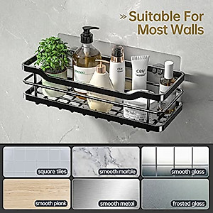 TOPCHASE Shower Caddy, Shower Organizer Adhesive, Shower Shelves 3 Pack No Drilling, Rustproof Shower Rack With Soap Holder, Black Shower Storage Basket for Inside Shower Bathroom Organization