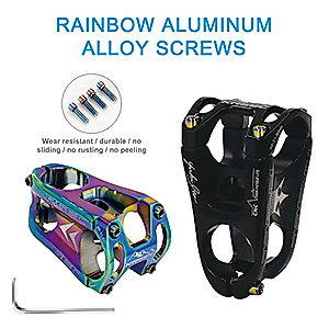 KRSEC Bike Stem 31.8 Stem 50mm Mountain Bike Stem Riser Short Handlebar Stem Bracket Aluminum Alloy for Most Bicycle, Road Bike, Raceface Handlebars MTB, BMX, Fixie Gear, Cycling Accessories, Rainbow