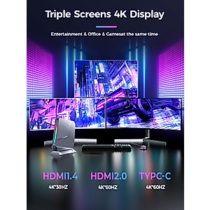 TOPGRO Mini Gaming PC Core i9-9880H/ GTX1650 4G, 32GB DDR4, 1TB PCIe4.0 SSD, RGB Lights, WiFi6E/BT5.3/1.0G LAN/2xHDMI/1xUSB-C 4K@60Hz Win11 Pro Mini Desktop PC Gaming Computer