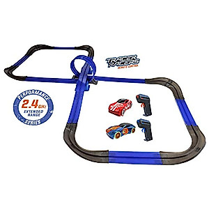 Tracer Racers 2.4 GHz Radio Control Remote Slot-Less, Cordless Racing Super 8 Speedway Track Set with Two Cars