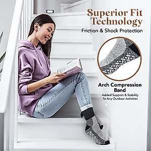 Debra Weitzner 6 Pairs Merino Wool Thermal Socks Men and Women Warm Cushioned Hiking Crew Socks for Hunting Winter Etc Long Survival Boot Socks Moisture Wicking Assortment 10-13