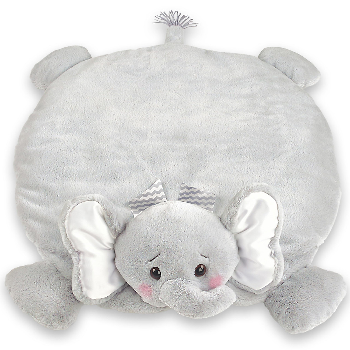 Bearington Baby Lil’ Spout Play Mat: 30” x 30” Plush Elephant Belly Blanket and Play Mat, Includes Soft Plush Fur and Adorable Bow, Perfect for Infants and Toddler Floor Time, Great