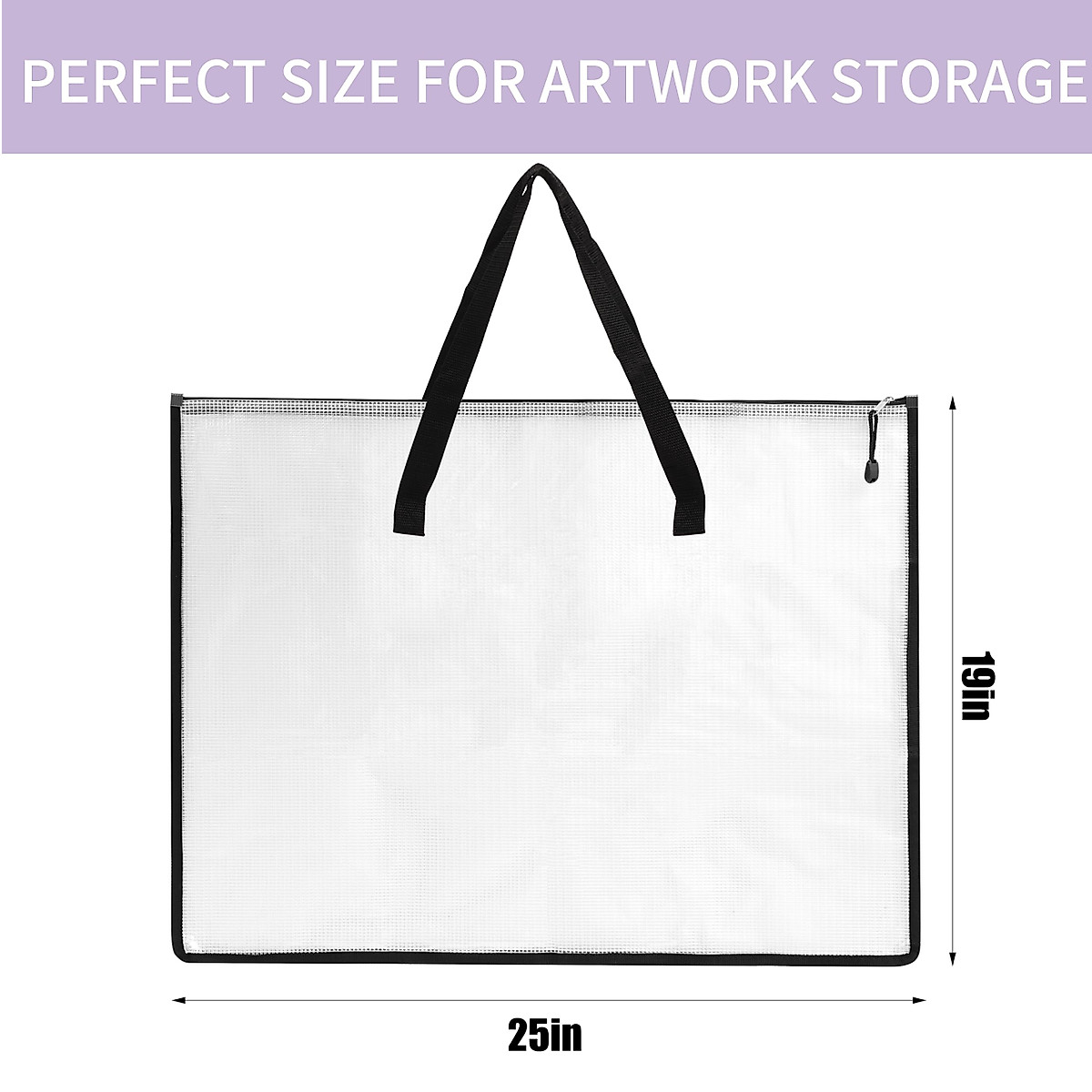 EOOUT 2 Pack 19x25 Inches Art Portfolio Case, Portfolio Folder for Artwork, Posters Storage Bag with Zipper and Handle Mesh Folder Organizers for Poster, Scrapbook, Keepsake and Bulletin Board
