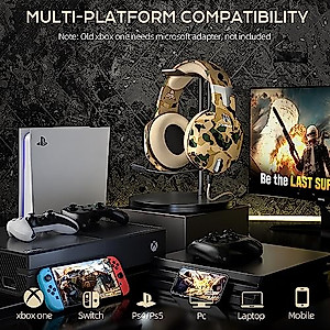 YINSAN Gaming Headset for Xbox One, PS4 Headset with Mic, Stereo Surround Sound, Noise Cancelling Microphone & One-Key Mute, Cool Camo Gaming Headphones for Nintendo Switch PS5 PC