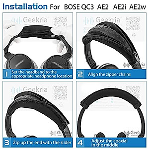 Geekria Earpad + Headband Compatible with Bose Around-Ear AE2, AE2i, AE2w Headphone Replacement Ear Pad + Headband Cover/Ear Cushion + Headband Protector Earpads Repair Parts (Black)