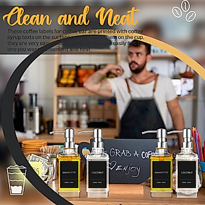 118 Pieces Coffee Syrup Labels Coffee Bar Labels Minimalist Labels Stickers for Organization Labels Waterproof Labels for Glass Coffee Labels for Coffee Syrup Bottles Dispenser, Black