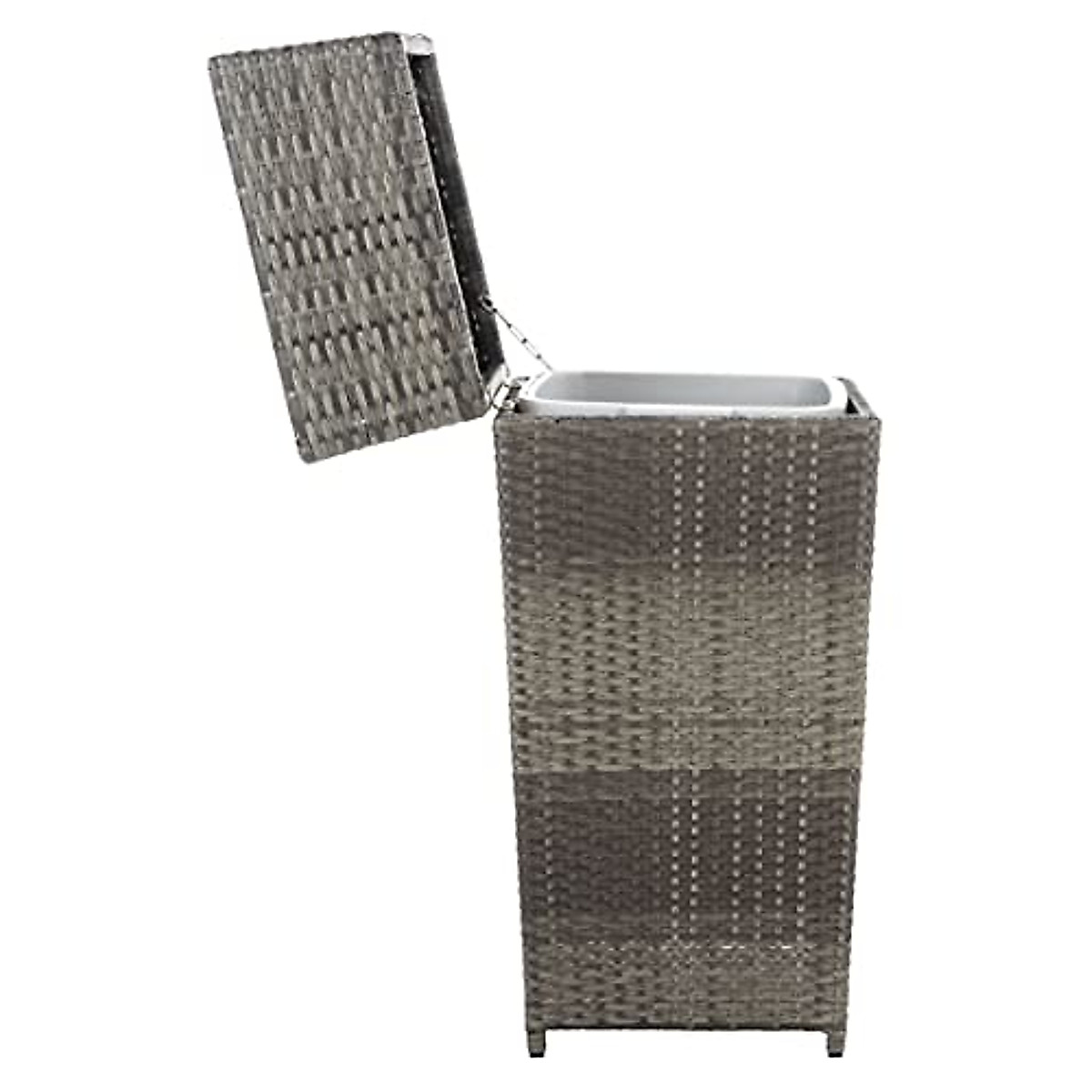 SAFAVIEH Outdoor Collection Mazeli Grey Brown Woven Square Lid Trash Bin (Fully Assembled) PAT7512C