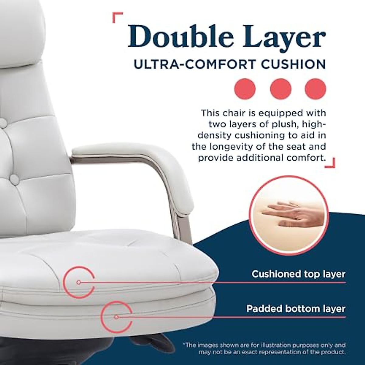 La-Z-Boy® Sonata Executive Mid-Back Office Chair, Button-Tufted Design, Double-Layer Cushion, Padded Armrests, Ergonomic Computer DeskChair, Swivel Metal Base, Bonded Leather, Gray and Graphite