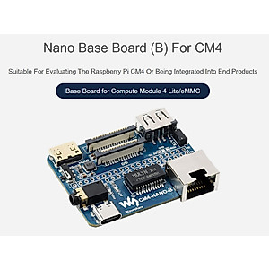 Nano Base Board (B) for Raspberry Pi Compute Module 4, Same Size as CM4, with Standard CM4 Socket, Raspberry Pi 40PIN GPIO, Gigabit Ethernet, USB2.0, DSI, CSI, HDMI, 3.5mm Audio Jack etc.