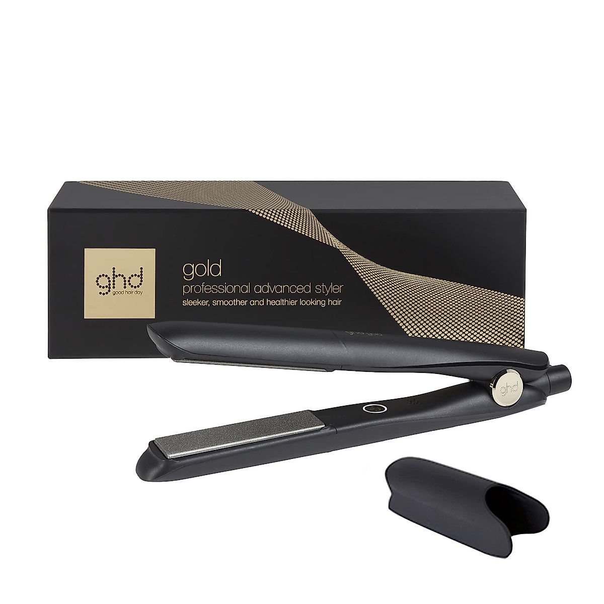 ghd Gold Styler ― 1" Flat Iron Hair Straightener, Professional Ceramic Hair Straightening Styling Tool for Stronger Hair & More Color Protection ― Black