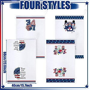 Bencailor 6 Pcs 4th of July Kitchen Towel Patriotic Star Stripe Absorbent Hand Towels Independence Day Gnome Dish Cloths Dish Microfiber Towels for Home Cleaning Baking (Simple Color,Simple Style)